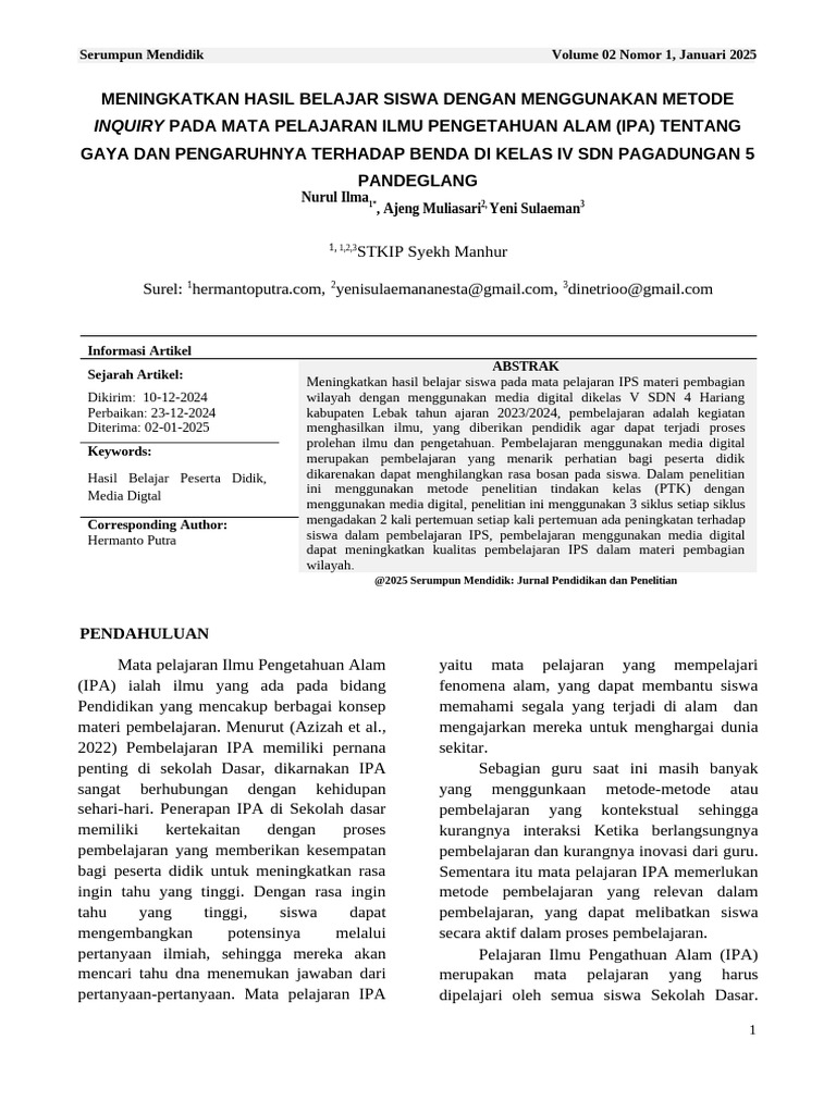 Metode Inquiry Tingkatkan Hasil Belajar IPA | PDF