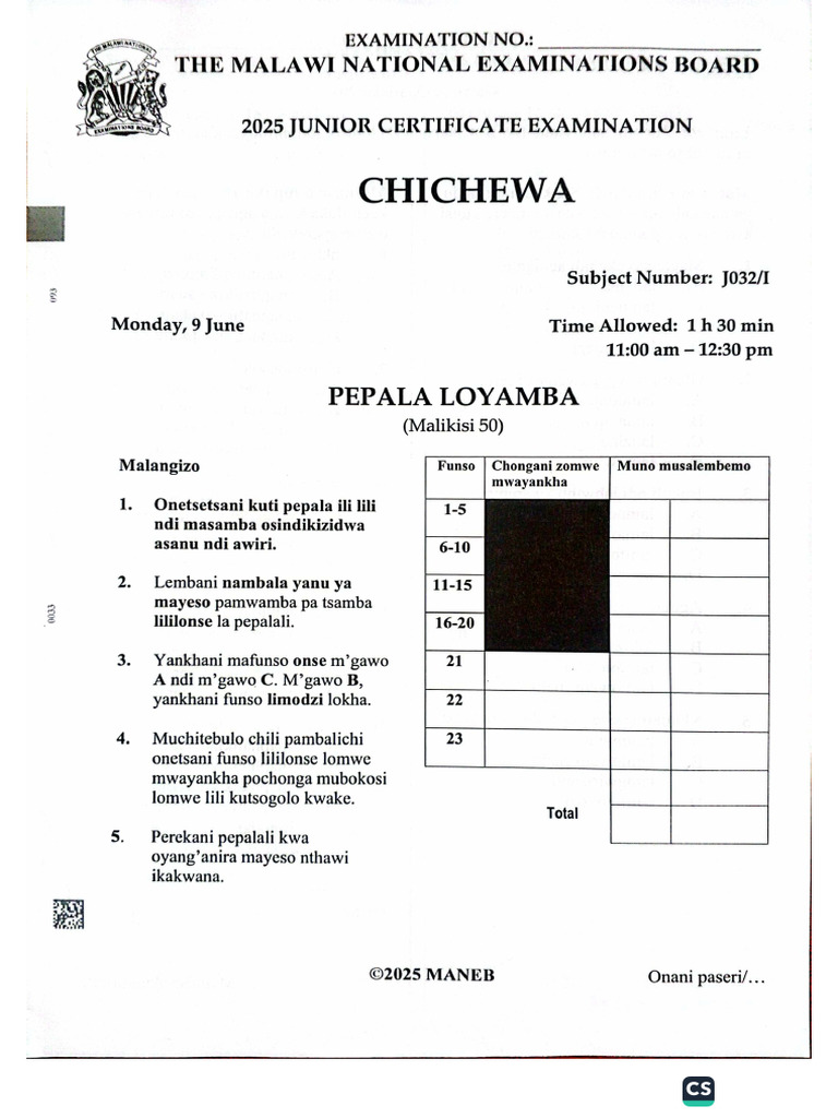 Jce Chi I Maneb 2025 | PDF