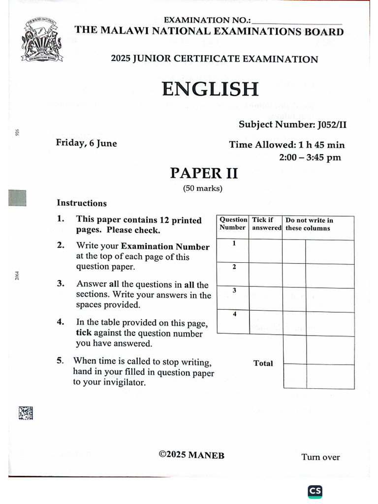 Jce Eng II Maneb 2025 | PDF