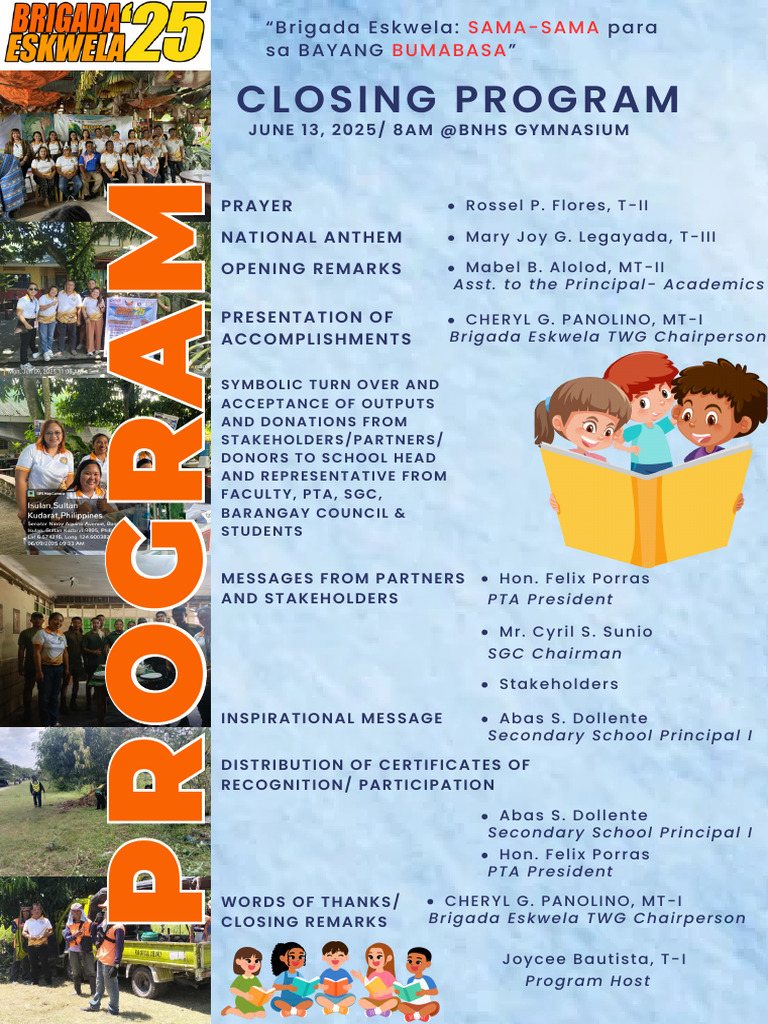 Brigada Eskwela 2025 Closing Program | PDF