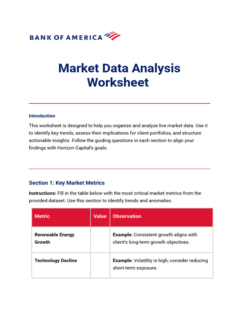 Market Data Analysis Worksheet - Task 2 | PDF