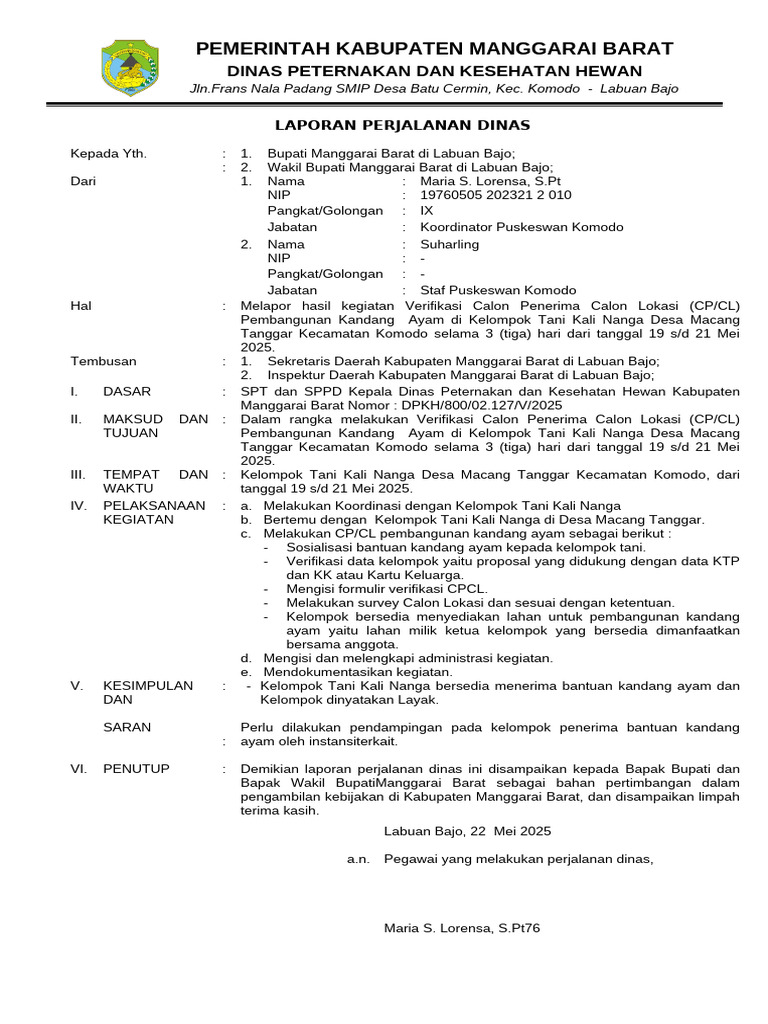 Laporan Tugas Ibu Sofy CPCL Di Kelompok Tani Kali Nanga Demplot Ayam | PDF