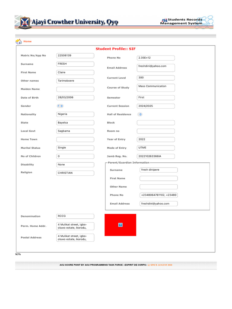 ACU Webportal | PDF
