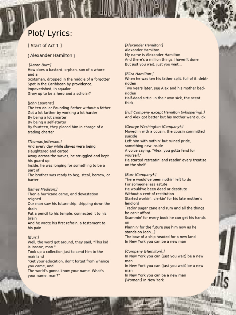 Elements of The Story | PDF | Hamilton (Musical) | Alexander Hamilton