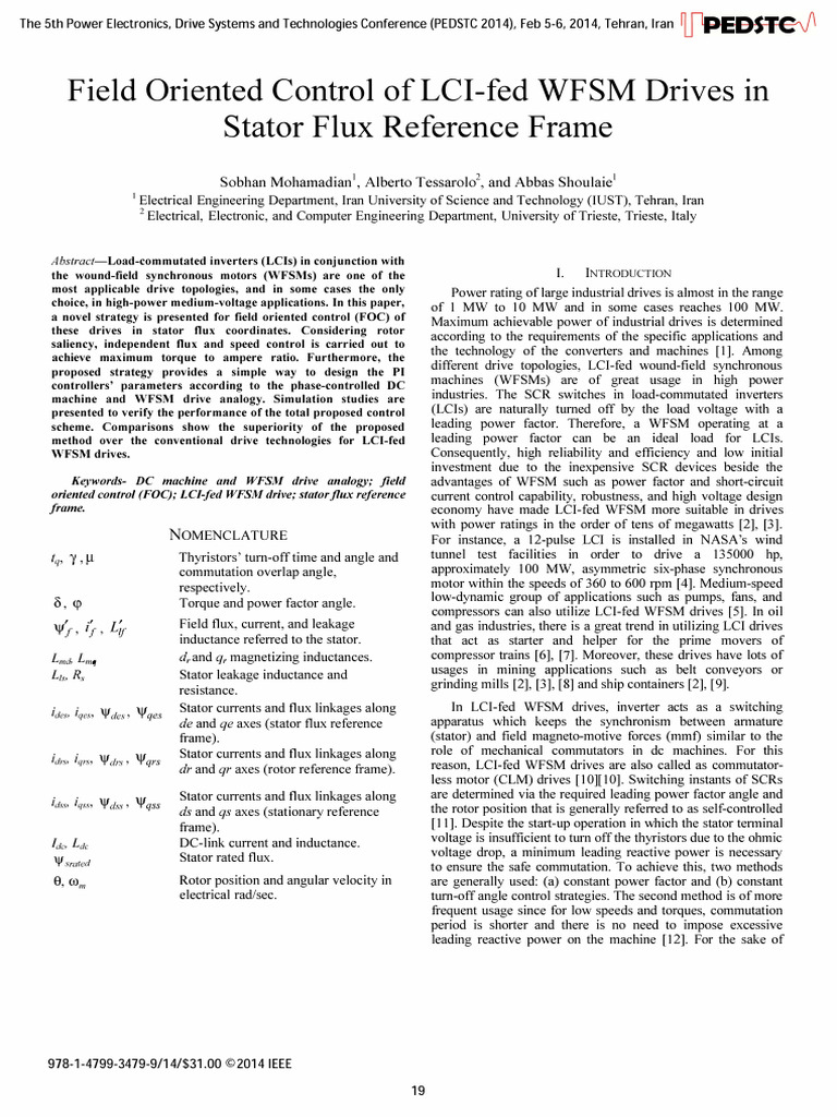 Mohamadian 等 - 2014 - Field Oriented Control of LCI-fed WFSM Drives in ...