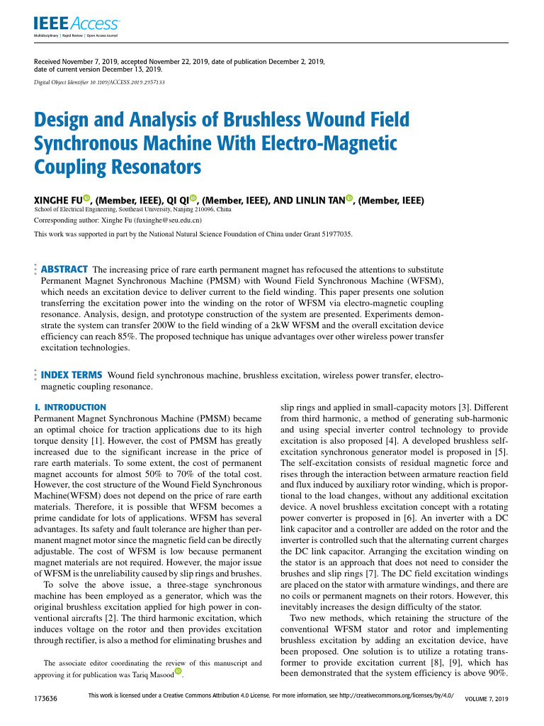 Fu 等 - 2019 - Design and Analysis of Brushless Wound Field Synch | PDF ...