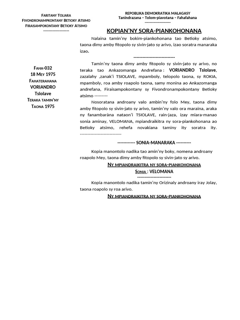 Kopia VORIANDRO Tsiolave | PDF