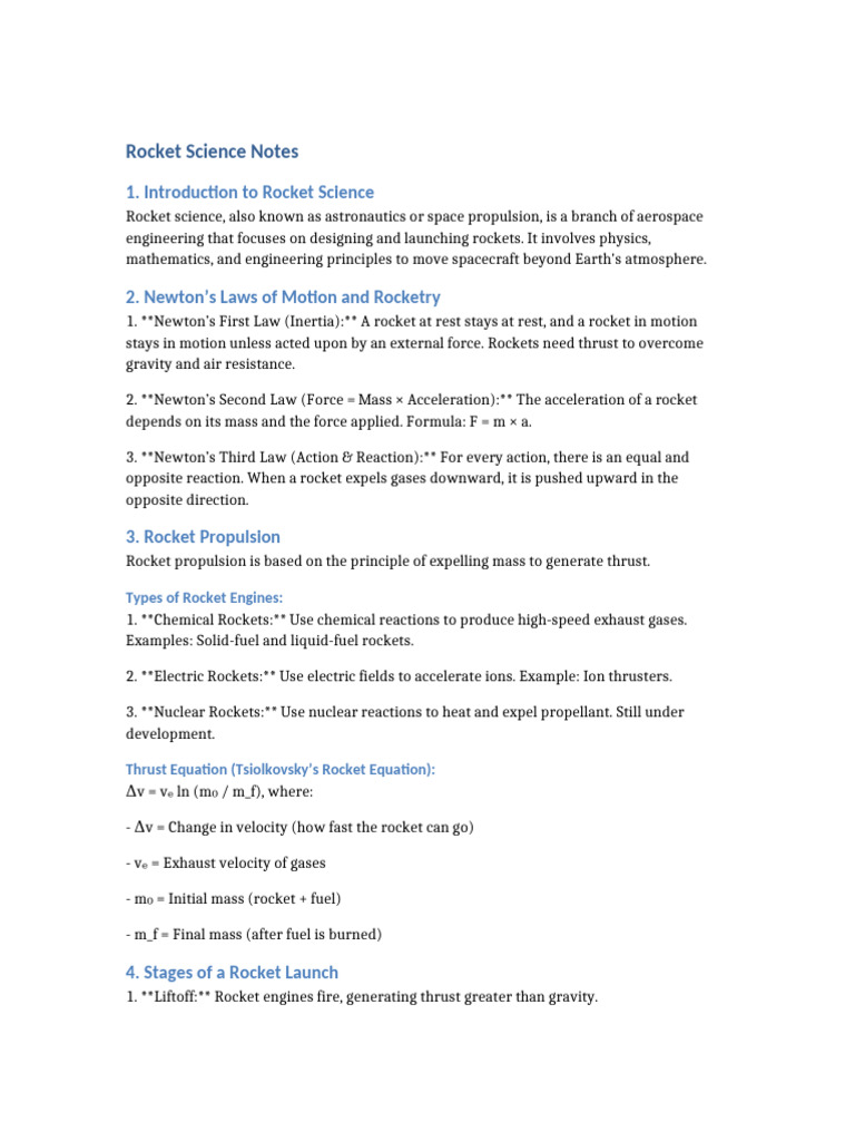 Newton's Laws in Rocket Science | PDF | Rocket | Spacecraft Propulsion