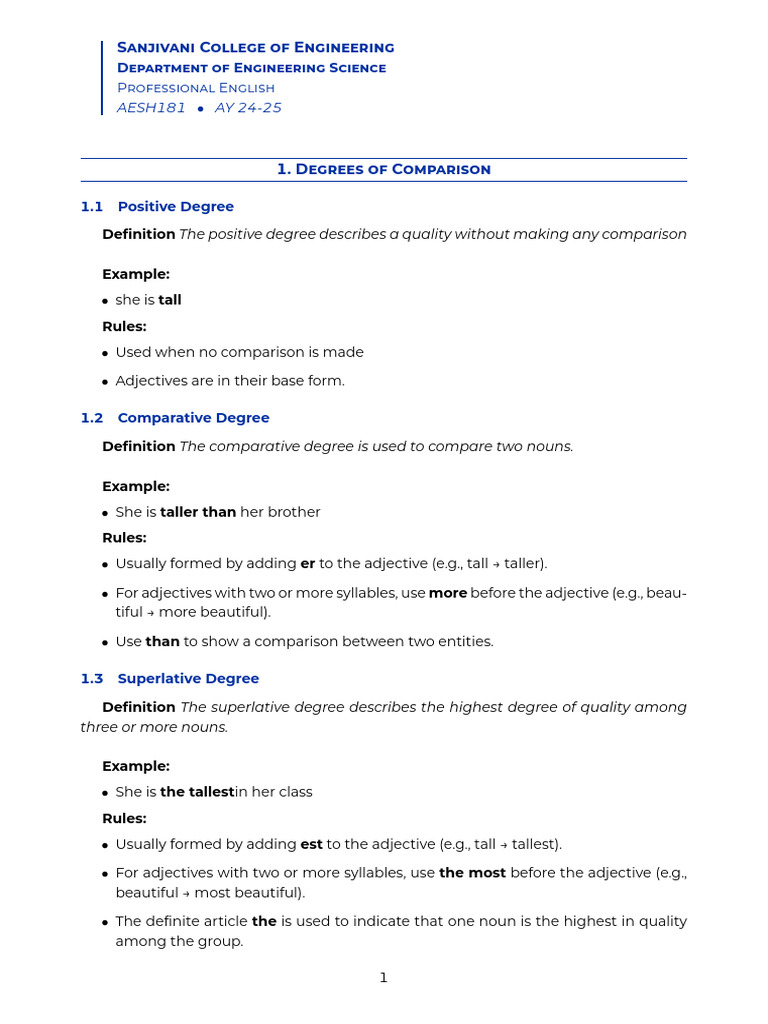 Understanding Degrees of Comparison | PDF | Adjective | Linguistics