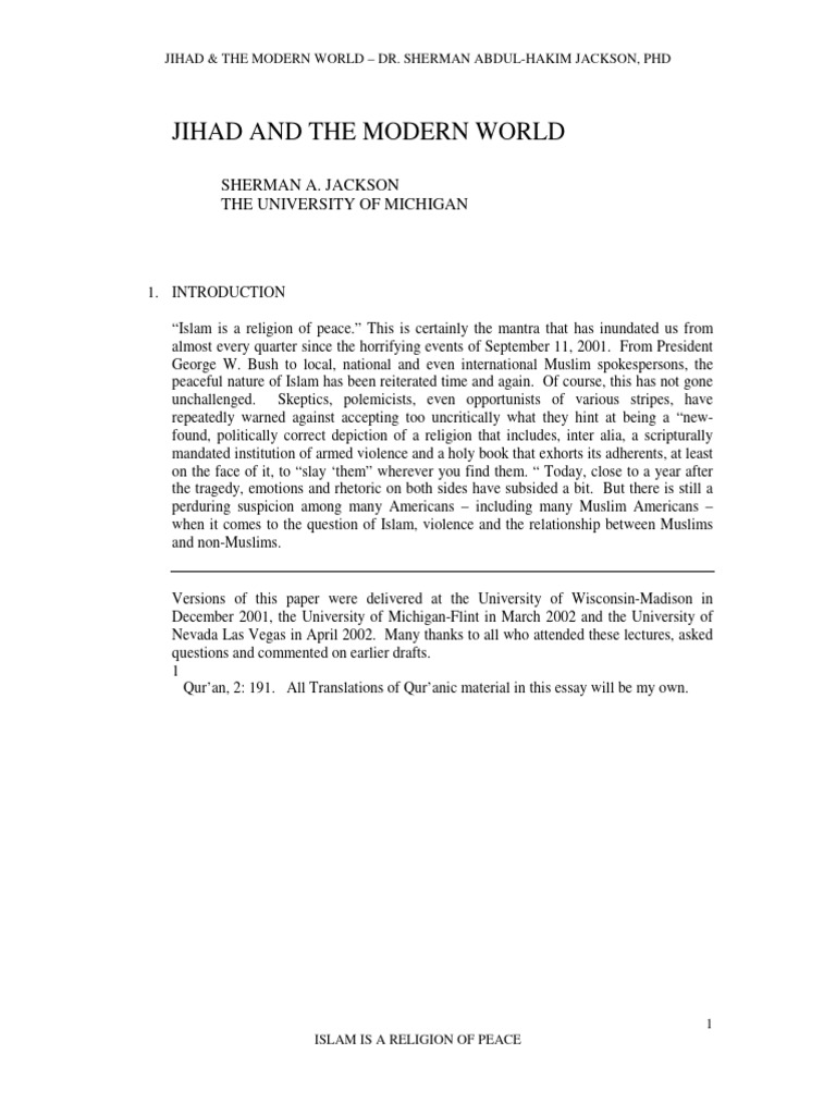 Jihad and The Modern World by Sherman Jackson | PDF | Jihad | Sharia