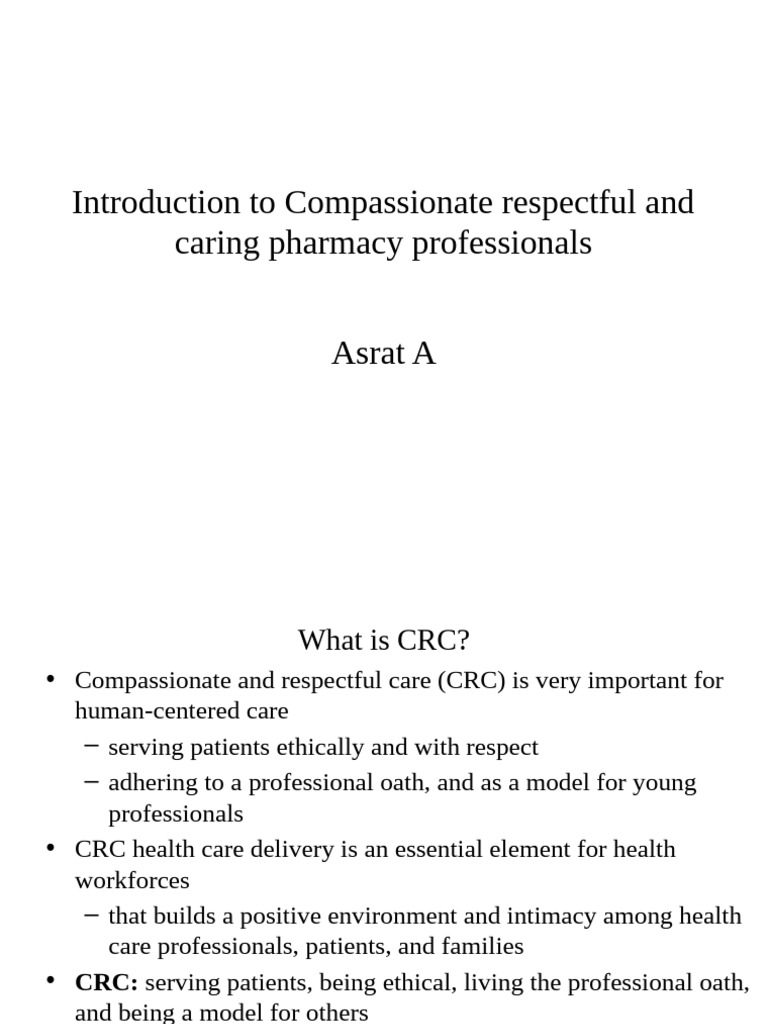 Introduction To Compassionate Respectful and Caring Pharmacy ...