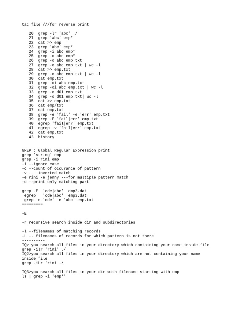 18 June Unix Grep Sed Ps Paste Split TR Cmds | PDF | Filename | Computer File