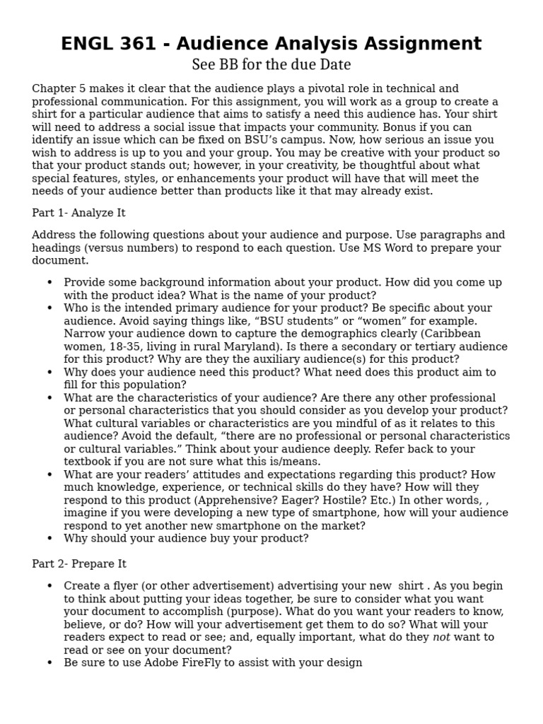 Audience Analysis Assignment24 | PDF | Advertising | Learning