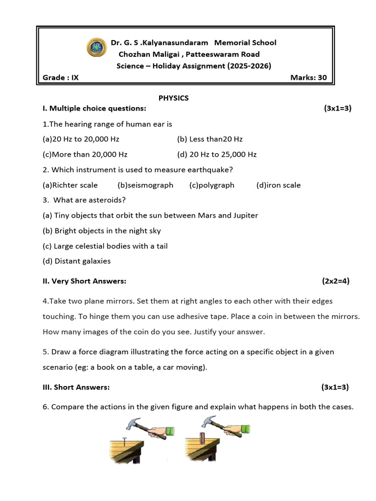 Grade 9 - Science Holiday Assignment | PDF | Cell (Biology) | Biology