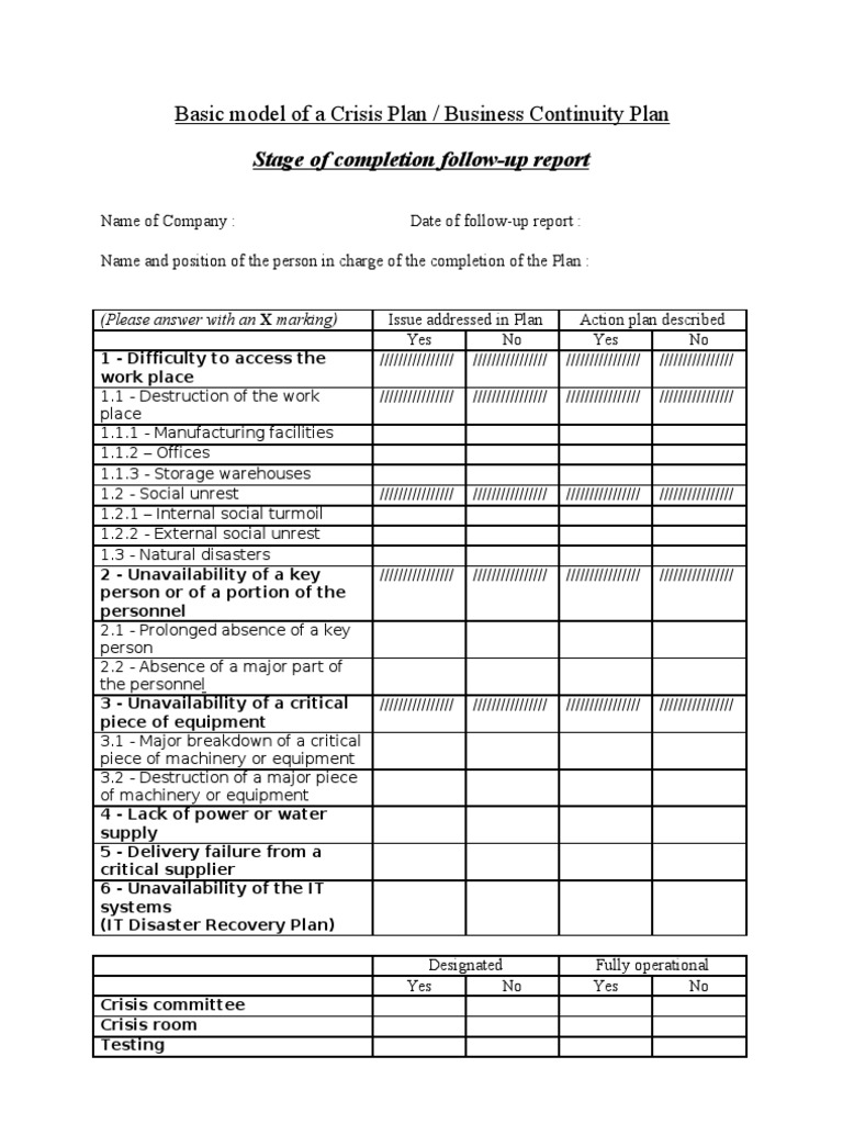 Crisis Plan Follow-Up Report Template | PDF