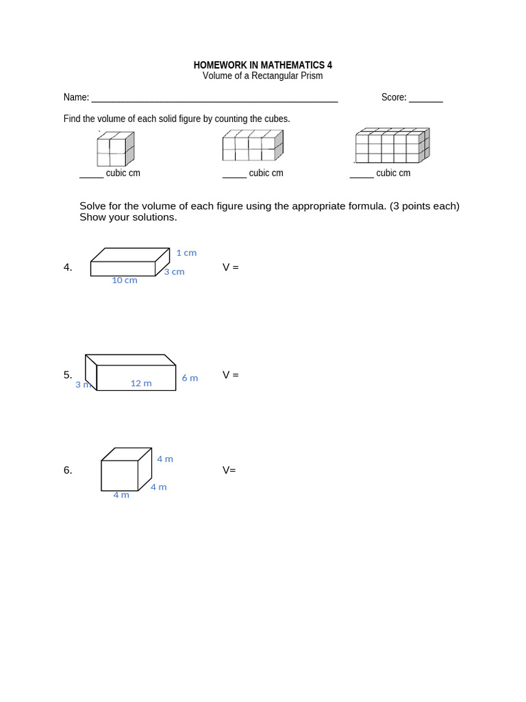 Homework in Mathematics 4 Volume | PDF