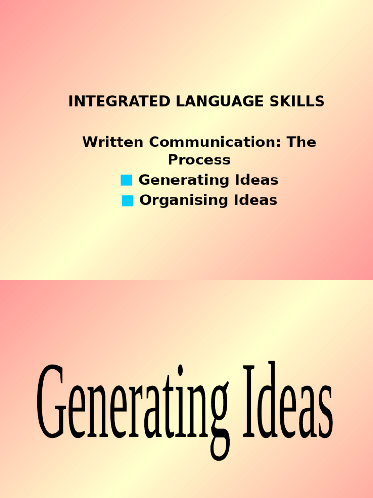 Week 2 Generating Ideas For All Skills | PDF | Brainstorming ...