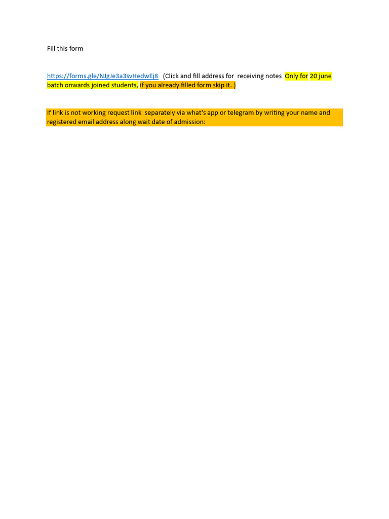 Notes Form Link | PDF