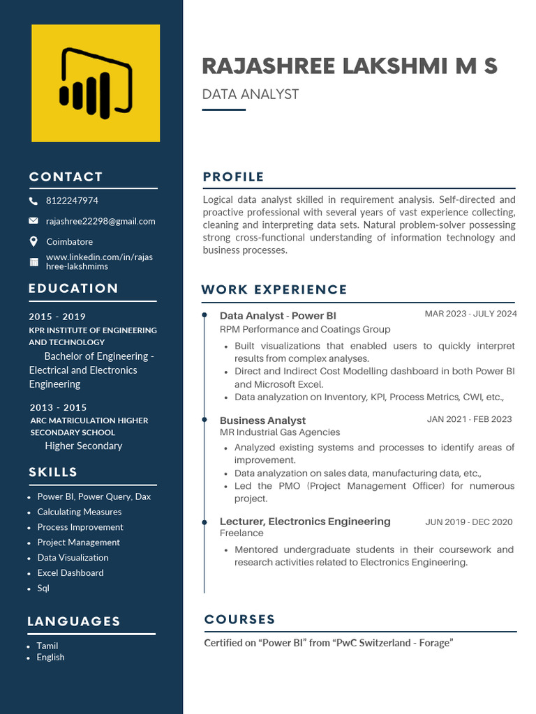 Resume - Rajashree Lakshmi M S | PDF