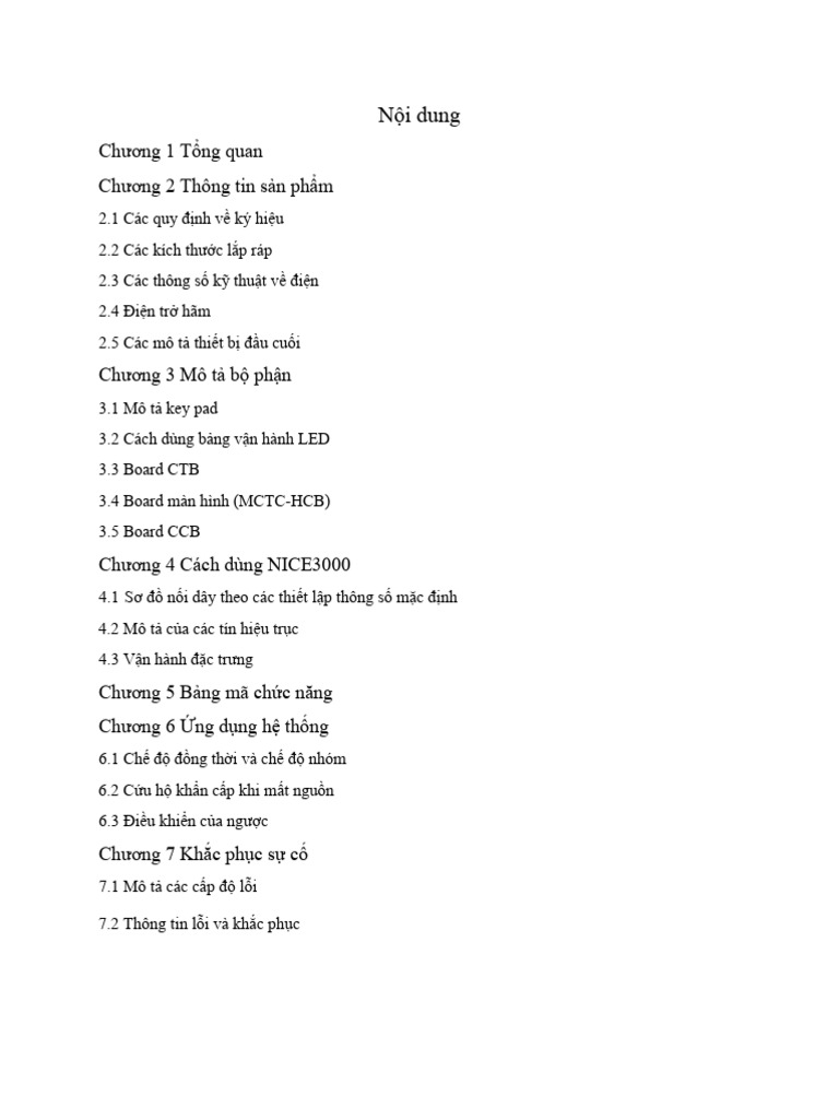 Thông Số - NICE3000 | PDF