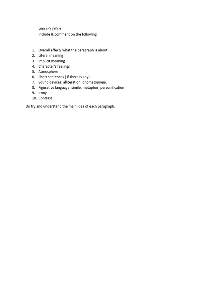 Writer's Effect Points To Remember | PDF