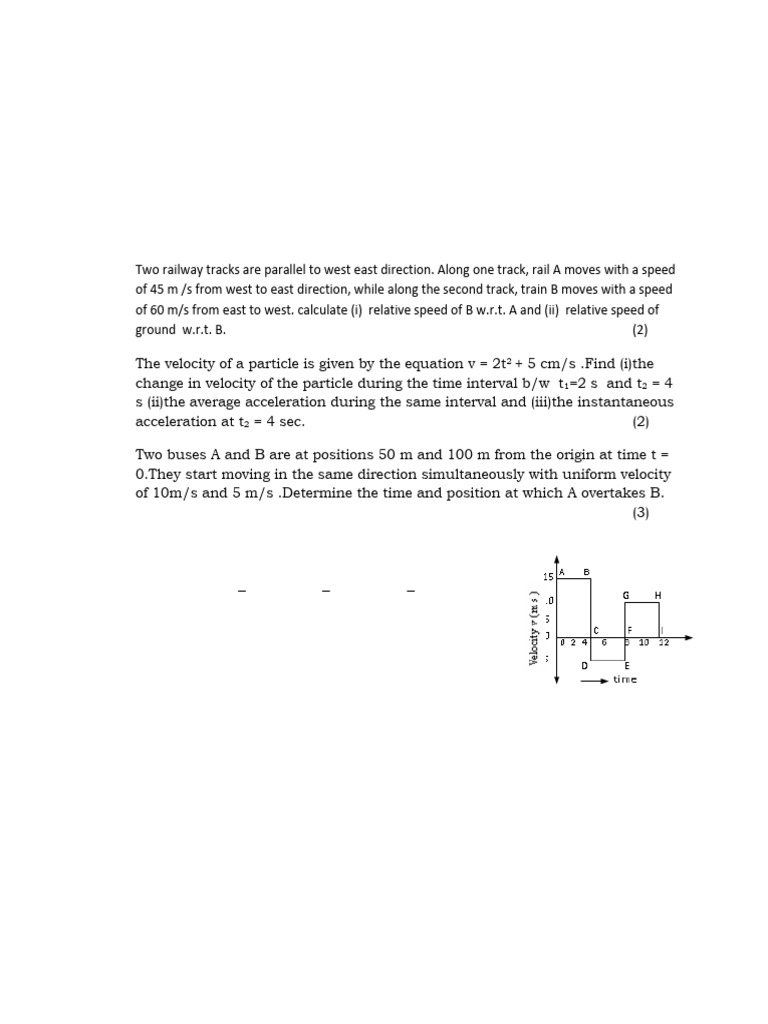 Revision Test - Motion in A Straight Line | PDF