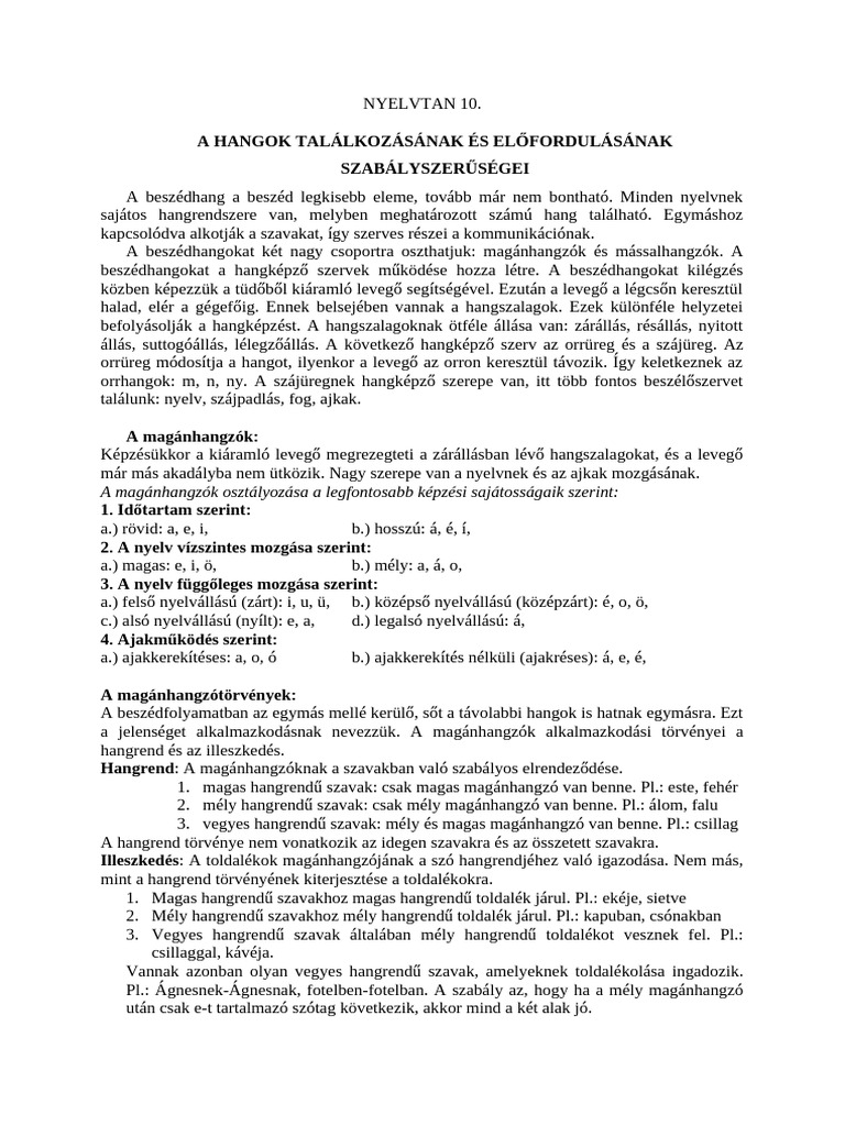 A Hangok Találkozásának Szabályszerűségei | PDF