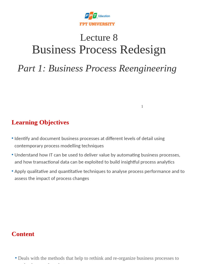 Lecture8 ProcessRedesign1 | PDF | Business Process | Business