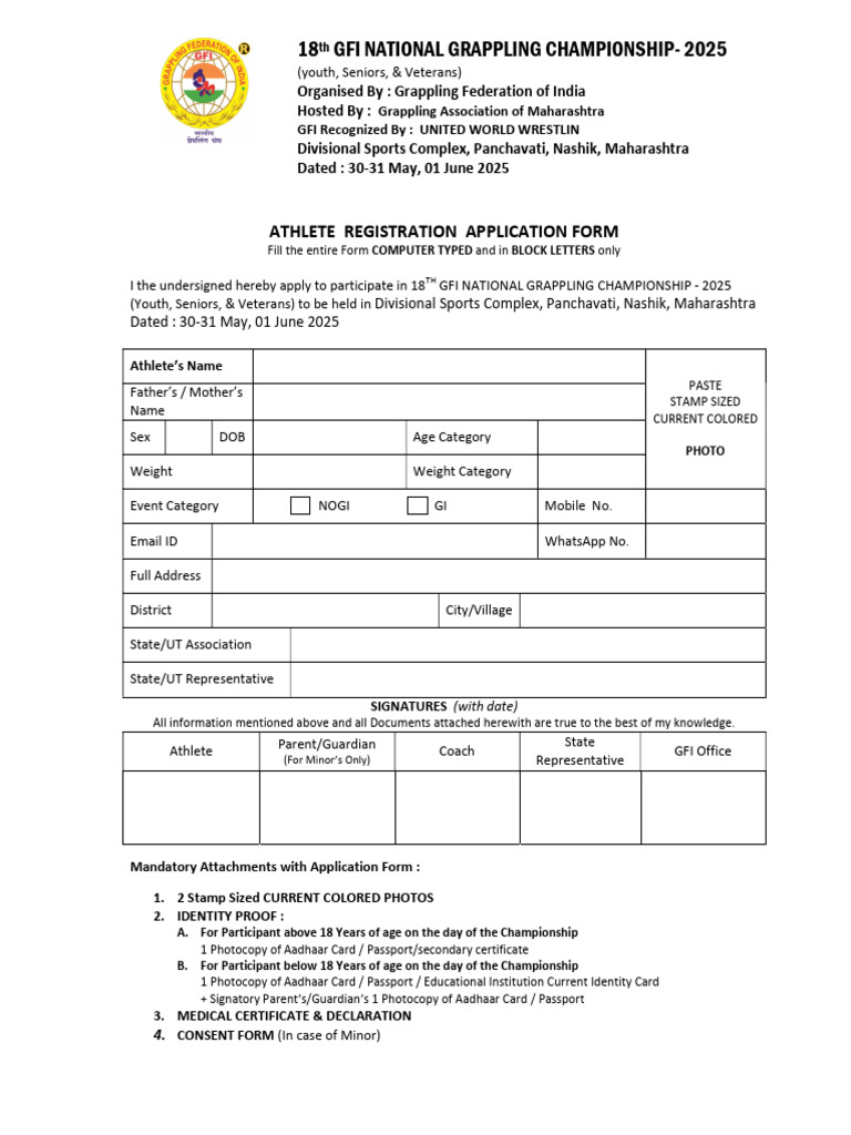 Registration Form - Athlete | PDF | Identity Document | Authentication