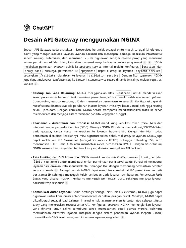 Desain API Gateway Menggunakan NGINX | PDF