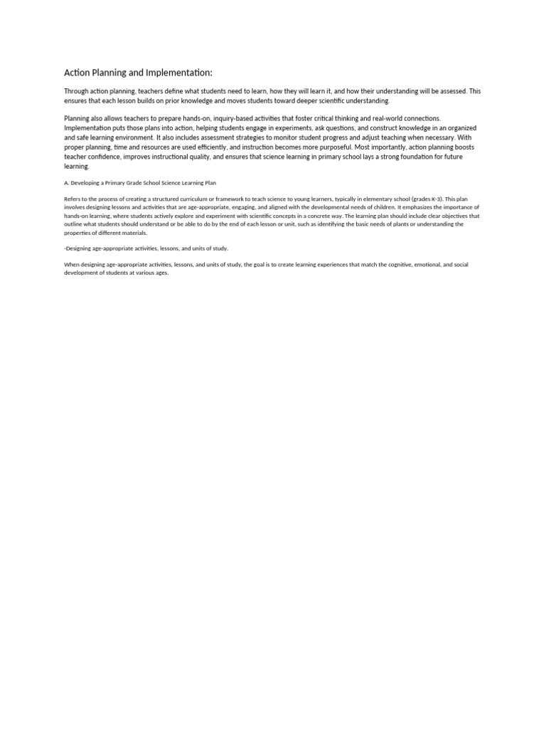 Action Planning and Implementation | PDF