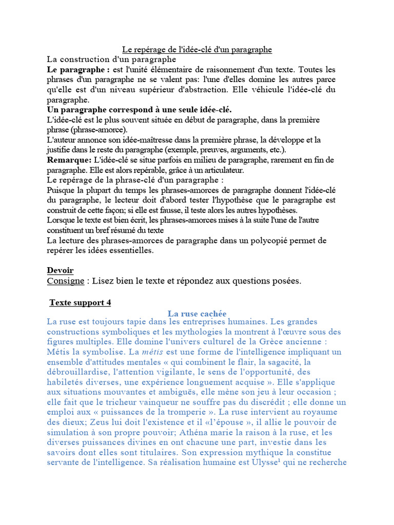 Repérage de l'idée-clé dans un paragraphe | PDF | Ulysse | Troie
