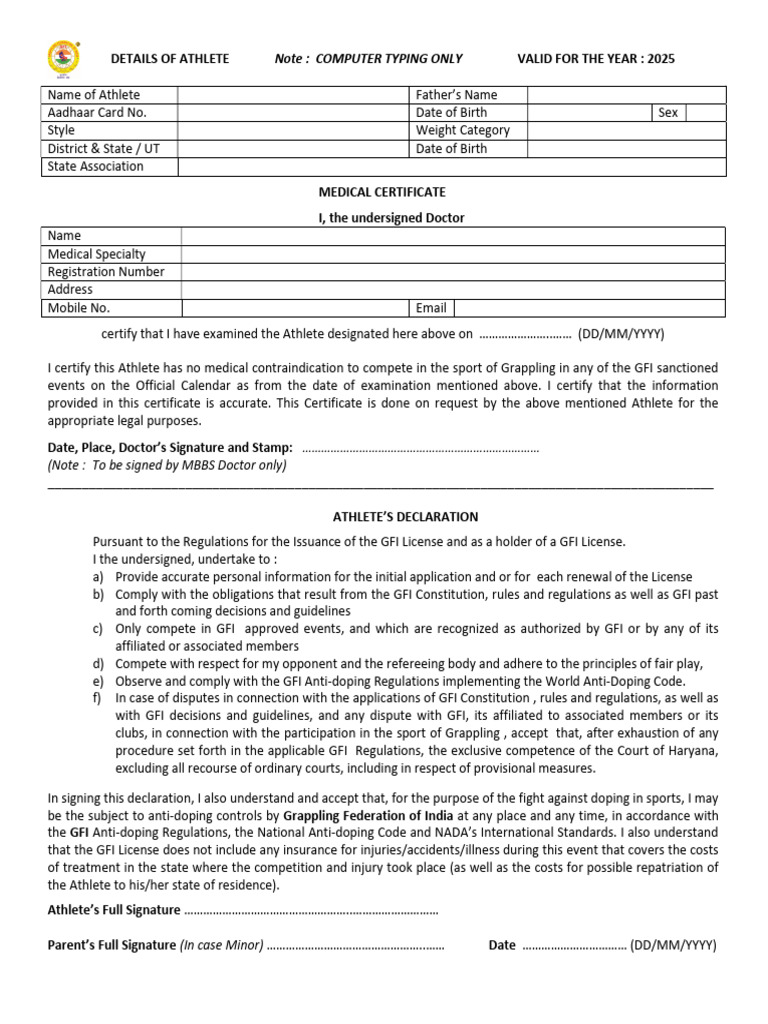 Medical Certificate and Declaration | PDF | Doping In Sport | Justice