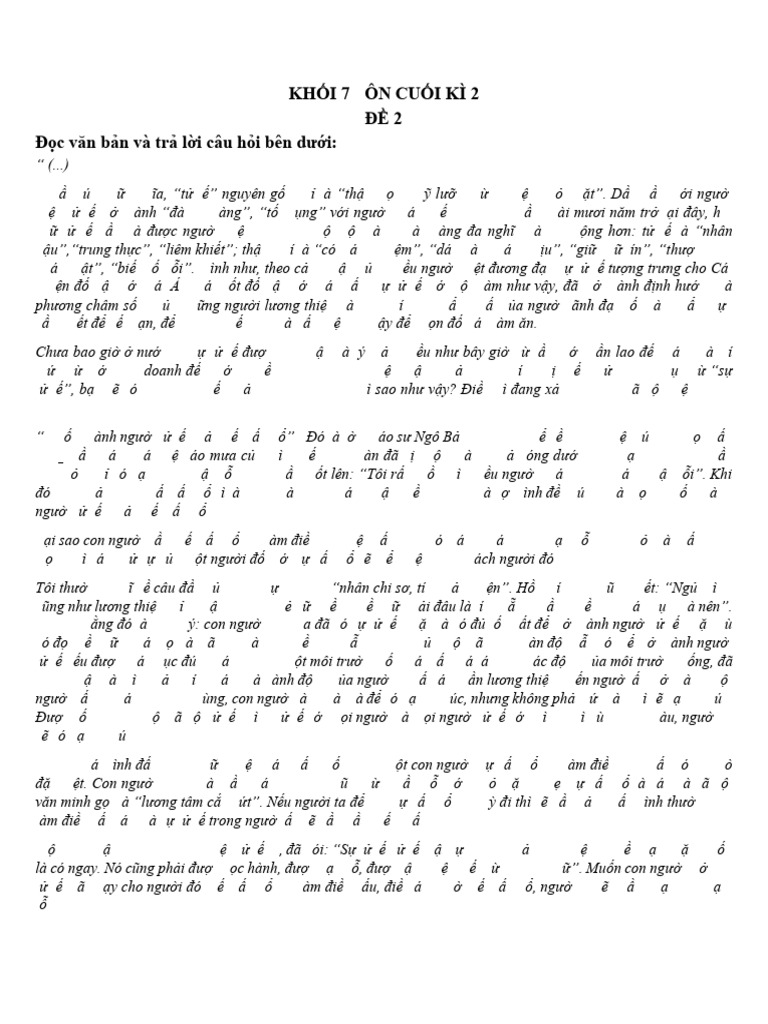 K7 - CK2 - Đề Ôn Tập 2 | PDF