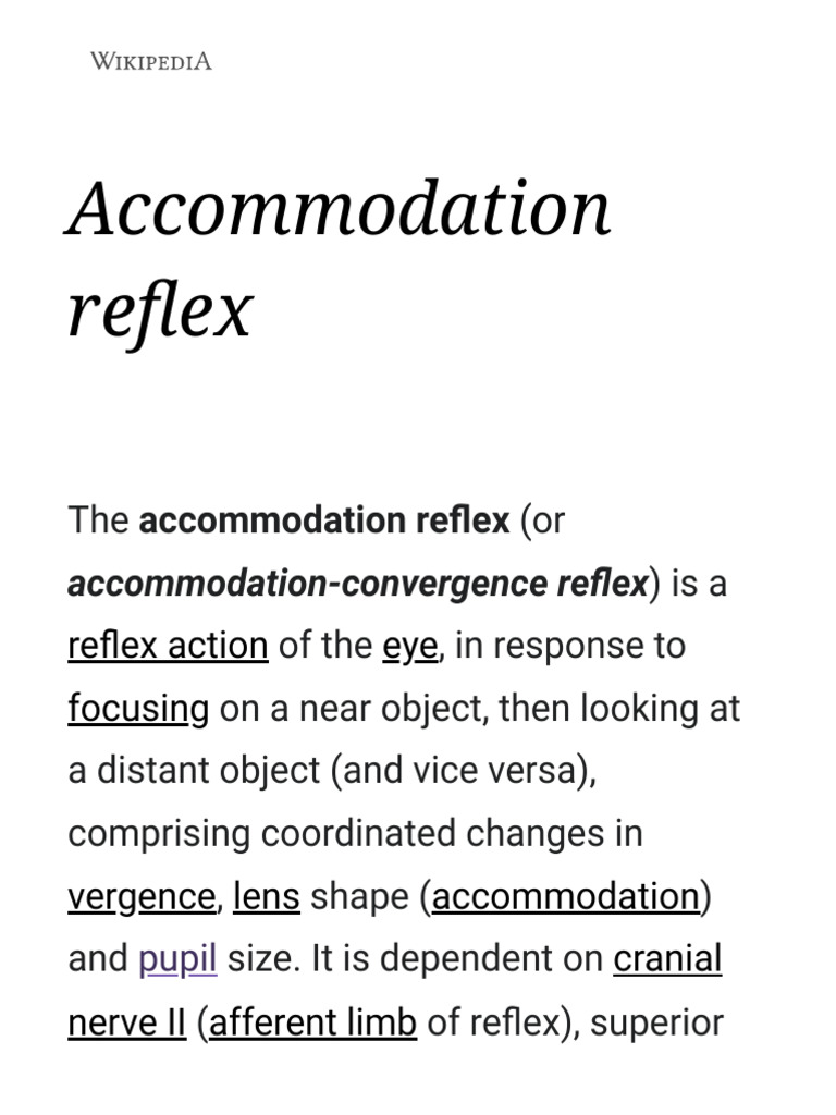 Understanding the Accommodation Reflex | PDF | Vision | Light