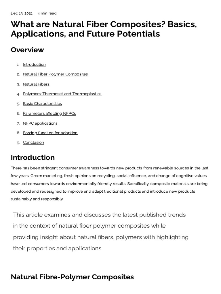 What Are Natural Fiber Composites - Basics, Applications, and Future ...