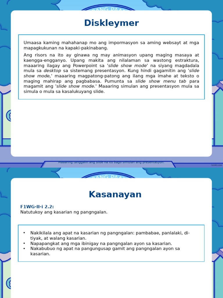 T 1698557324 Kasarian NG Pangngalan Ver 4 | PDF