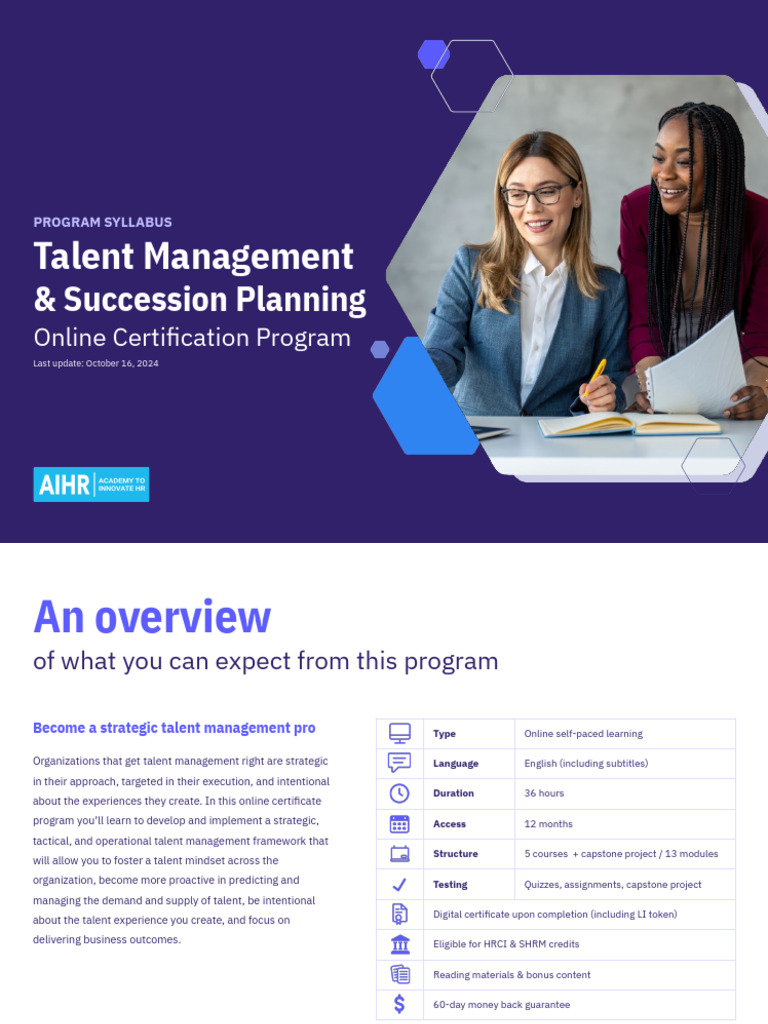 Talent Management Certificate Program Syllabus AIHR | PDF | Talent ...