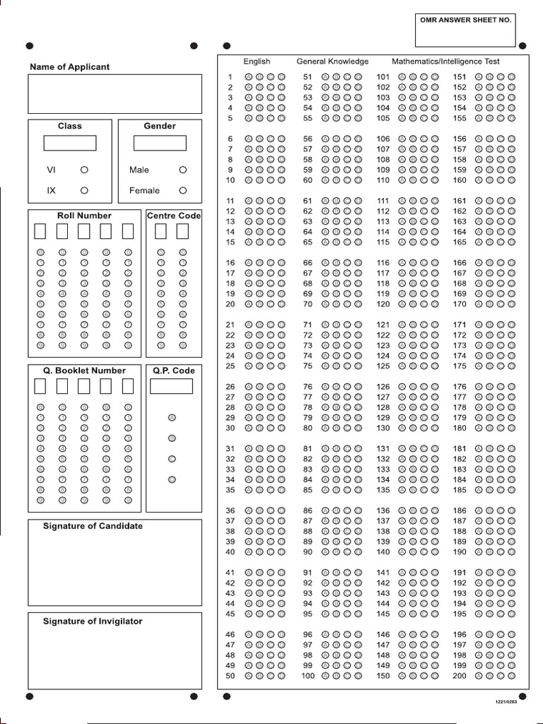 Sample OMR Sheet | PDF