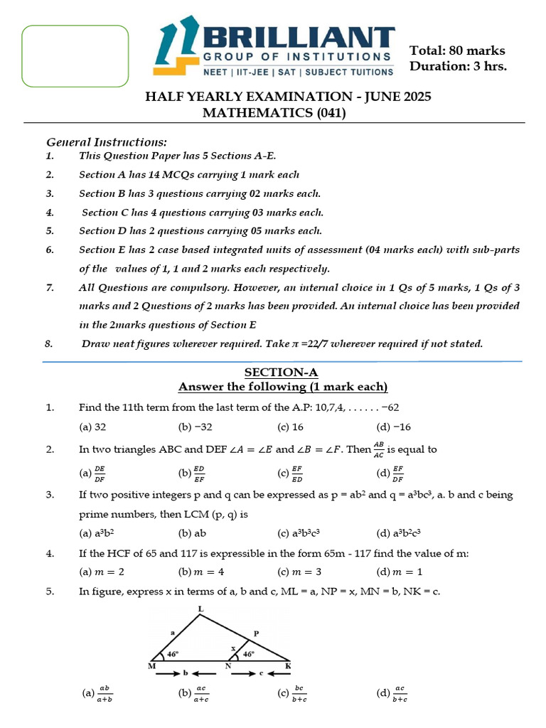 Term-1 Mock Test-Bps Set - A | PDF | Equations | Numbers