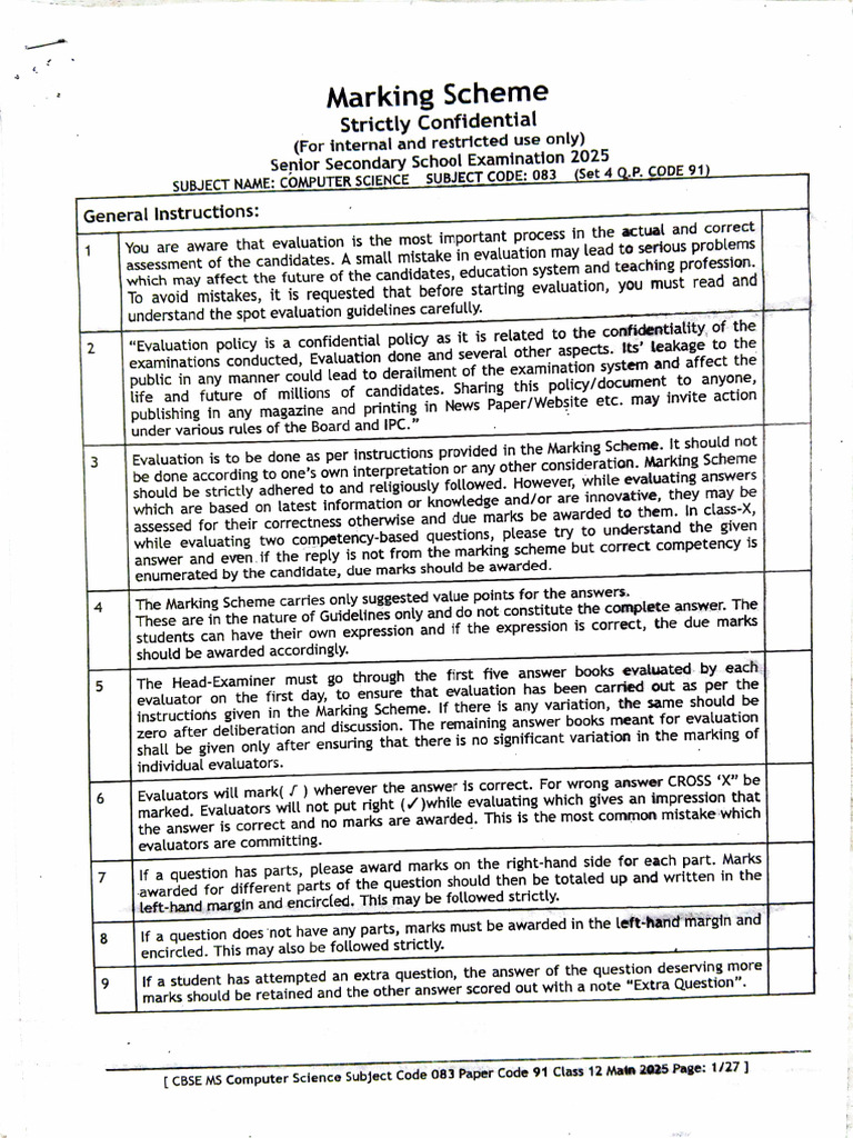 Cs Marking Scheme | PDF