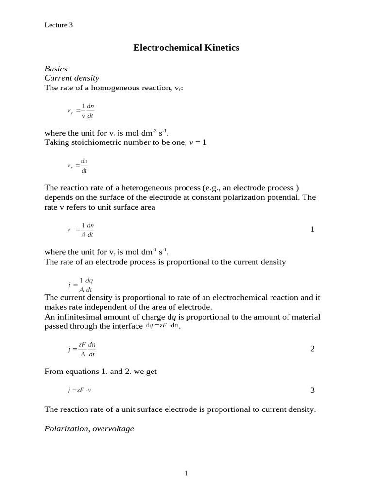 Electrochemical Kinetics | PDF | Reaction Rate | Electrochemistry