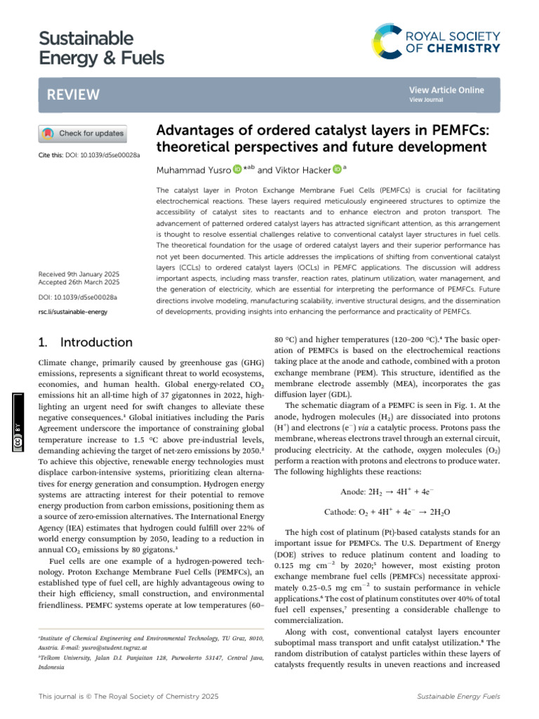 Advantages of Ordered Catalyst Layers in PEMFCs | PDF | Fuel Cell ...