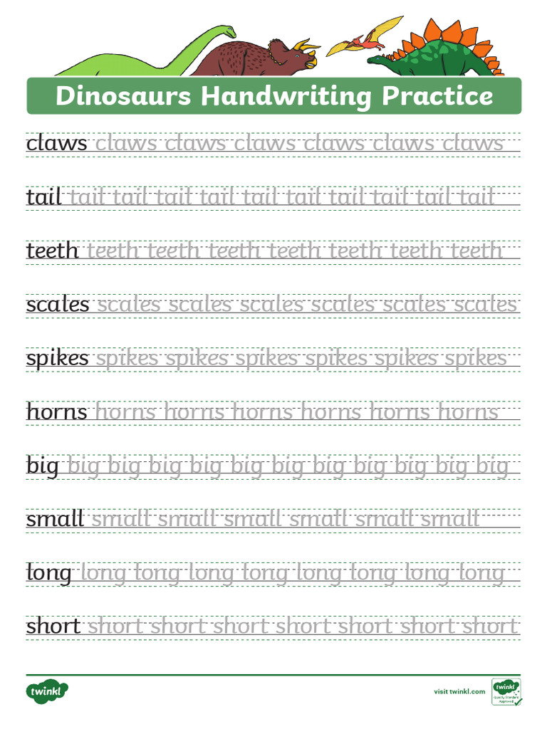Dinosaur Handwriting Practice | PDF