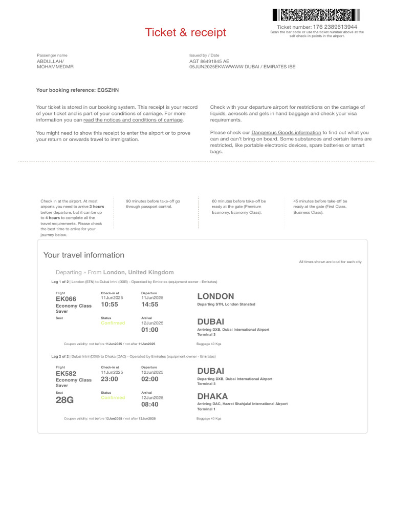 Ticket & Receipt: Your Travel Information | PDF | Aviation