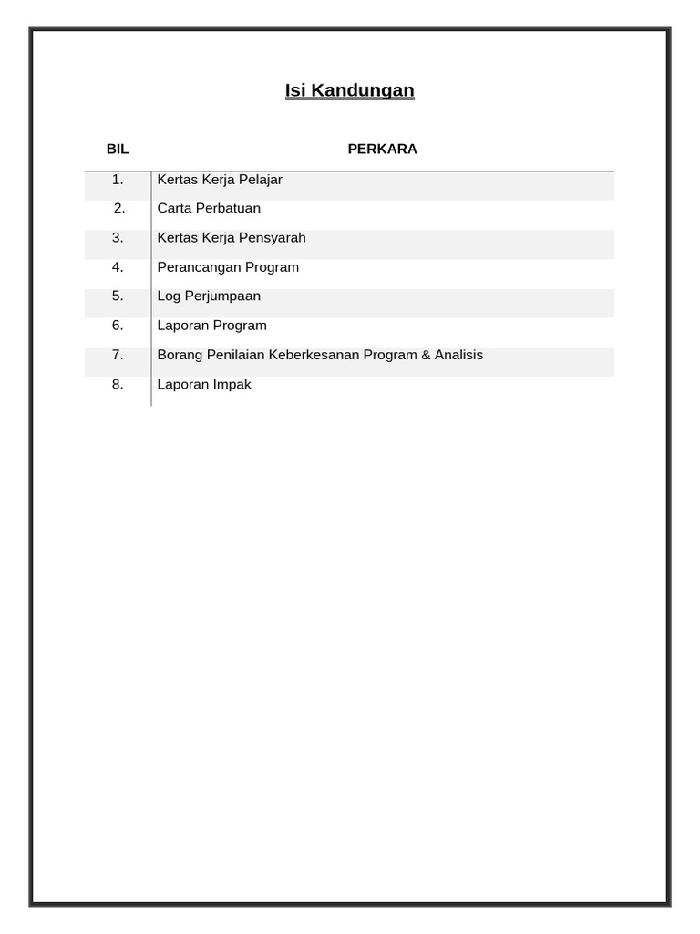 Isi Kandungan-Aktiviti Pelajar-Program Gemilang | PDF