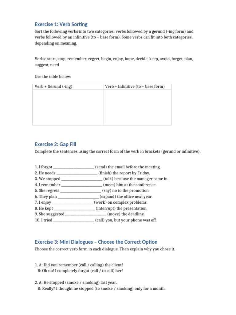 Verb Forms: Gerunds vs Infinitives Guide | PDF