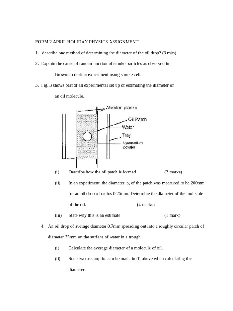 Form 2 April Holiday Physics Assignment | PDF