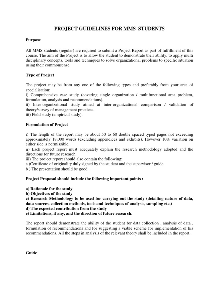 MMS PRoject Guidelines | PDF | Academic Discipline Interactions ...