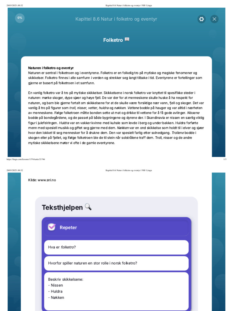 Kapittel 8.6 Natur I Folketro Og Eventyr - NB - Lingu | PDF
